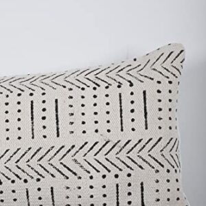 Trade Star Handloomed Thick Rug Mudcloth Pillowcase Tribal Lumbar Pillow Cover Decorative 100% Cotton Rectangle Farmhouse Throw Cushion Cover for Home Decor (14X36 Inches, Ivory (Snow))