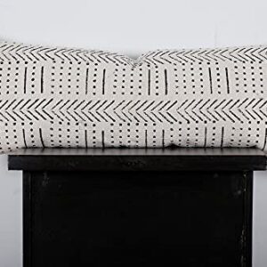 Trade Star Handloomed Thick Rug Mudcloth Pillowcase Tribal Lumbar Pillow Cover Decorative 100% Cotton Rectangle Farmhouse Throw Cushion Cover for Home Decor (14X36 Inches, Ivory (Snow))