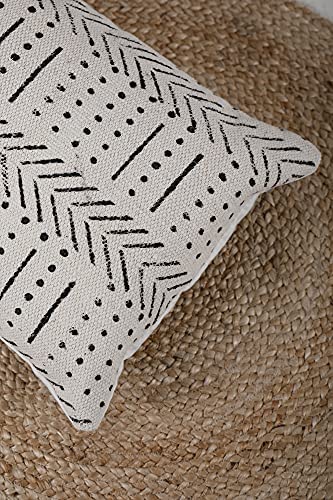 Trade Star Handloomed Thick Rug Mudcloth Pillowcase Tribal Lumbar Pillow Cover Decorative 100% Cotton Rectangle Farmhouse Throw Cushion Cover for Home Decor (14X36 Inches, Ivory (Snow))