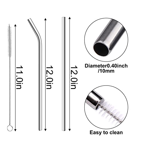 AIERSA 6 Pack Stainless Steel Replacement Straws Compatible Stanley 40oz Tumbler,Reusable Straw for Stanley Adventure Quencher Travel Tumbler, Straws with Cleaning Brush for Stanley Cup Accessories