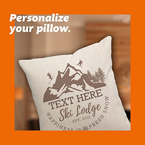 Pattern Pop Personalized Ski Lodge Throw Pillow Cover - 17X17 Throw Pillow Cover (NO Insert) - Decorative Throw Pillow Cover (Natural Linen, Throw Pillow Cover)