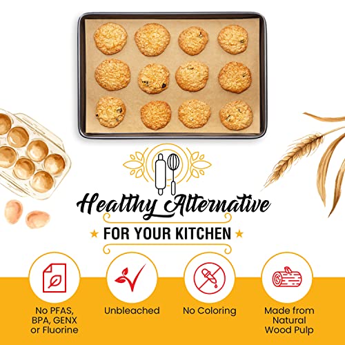 Parchment Paper Baking Sheets by Baker's Signature | Precut Non-Stick & Unbleached - Will Not Curl or Burn - Non-Toxic & Comes in Convenient Packaging - 12x16 Inch Pack of 120