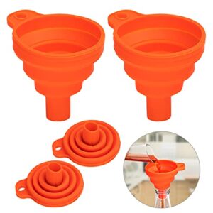 kitchen funnel, techops set of 2 funnels for filling bottles, food grade silicone collapsible funnel, foldable kitchen funnels for water bottle liquid powder transfer