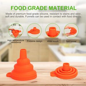 Kitchen Funnel, Techops Set of 2 Funnels for Filling Bottles, Food Grade Silicone Collapsible Funnel, Foldable Kitchen Funnels for Water Bottle Liquid Powder Transfer