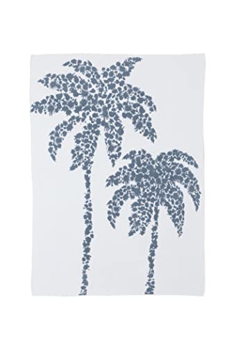 Barefoot Dreams® CozyChic® Spotted Palm Tree Blanket, Pearl-Baltic Blue, 45"x60"