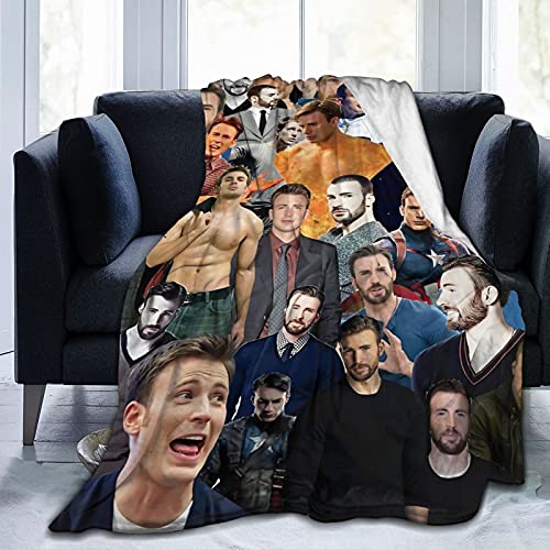 Chris Evans Soft and Comfortable Warm Fleece Blanket for Sofa, Bed, Office Knee pad,Bed car Camp Beach Blanket Throw Blankets (60"x50") … (60"x50") … (50"x40")