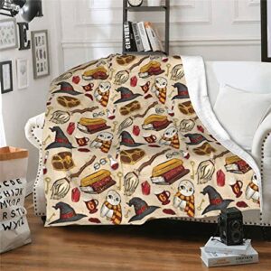 magic colleges blanket, flannel throw blanket, soft cozy blanket fans gift for adult kids all season 60"x50"