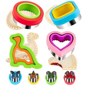 sandwich cutter and sealer for kids uncrustables maker 8pcs heart circle square dinosaur shape cookie cutters bread decruster pancake maker diy sandwich cutter for kids boys girls adults bento box