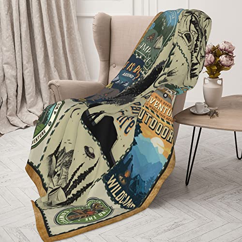 Eercsxul Camping Themed Throw Blankets for Couples Camp Lovers Gifts Camping Partners for Life 80"x60"