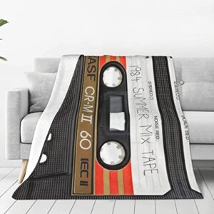 retro vintage 80s or 90s fashion style throw blanket fleece blanket soft cozy warm flannel blanket for living room couch bed office 50"x 40"