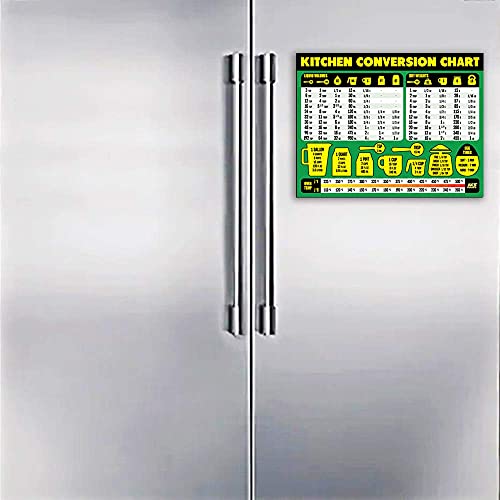 Kitchen Conversion Chart Magnet - Extra Large Easy to Read 11” x 8.5” Measurement Cheat Sheet for Cooking Baking & Reading Recipes - Convert Volume Weight Celsius Fahrenheit Imperial & Metric Units