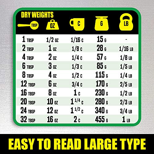 Kitchen Conversion Chart Magnet - Extra Large Easy to Read 11” x 8.5” Measurement Cheat Sheet for Cooking Baking & Reading Recipes - Convert Volume Weight Celsius Fahrenheit Imperial & Metric Units