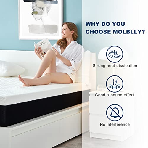 Molblly Full Size Mattress,6 Inch Premium Cooling-Gel Memory Foam Mattress Bed in a Box,Full Bed Supportive & Pressure Relief with Breathable Soft Fabric Cover,10 Year Warranty