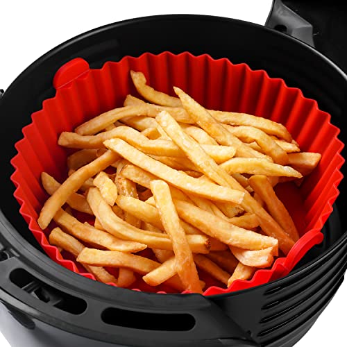 Air Fryer Silicone Pot - Air Fryer Oven Accessories - Replacement for Flammable Parchment Liner Paper - No Need to Clean the Air Fryer (Top: 6.3 inches - Bottom: 5.7 inches)(For 1 to 2 QT)