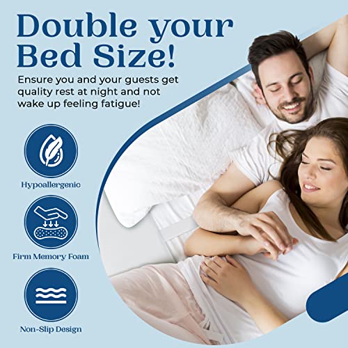 FeelAtHome Premium 12" Bed Bridge (NO-Wedge Design) | Twin XL to King Bed Converter Kit with Double Straps| Extra Wide Memory Foam - Anti-Sink & Non-Slip | Mattress Connector for Guests Stayovers