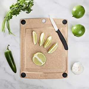 Epicurean All-In-One Cutting Board with Non-Slip Feet and Juice Groove, 11.5" × 9", Natural/Black