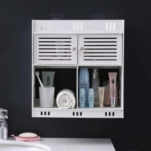 FYNUM (40 x 18 x 43) cm Non-Perforated PVC Bathroom Wash Cabinet with Three Layers and Two Doors