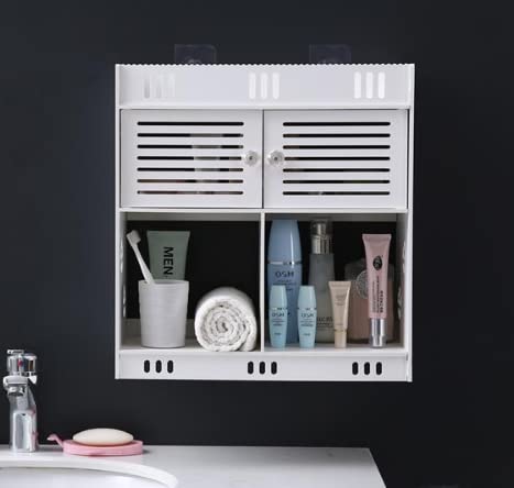 FYNUM (40 x 18 x 43) cm Non-Perforated PVC Bathroom Wash Cabinet with Three Layers and Two Doors