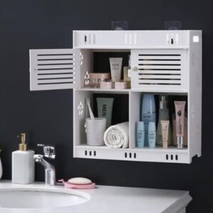 FYNUM (40 x 18 x 43) cm Non-Perforated PVC Bathroom Wash Cabinet with Three Layers and Two Doors