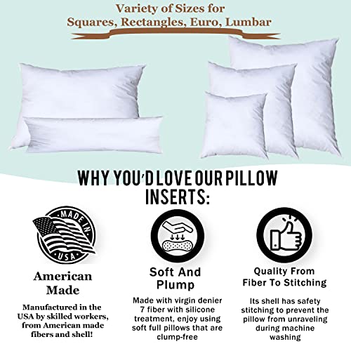 Pillowflex Bolster Pillow - 10" x 48" - Plush Polyester-Filled Insert for Decorative Shams - Comes in a Poly-Cotton Shell - Odorless, Lint, and Dust-Free, No Lumps Stuffing for Pillows (White, Round)