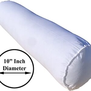 Pillowflex Bolster Pillow - 10" x 48" - Plush Polyester-Filled Insert for Decorative Shams - Comes in a Poly-Cotton Shell - Odorless, Lint, and Dust-Free, No Lumps Stuffing for Pillows (White, Round)