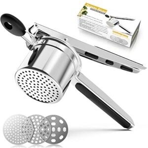 potato ricer,ricer for mashed potatoes,spaetzle maker with 3 interchangeable discs, potato ricer stainless steel creates smooth mashed potato,spaetzle press,potato squeezer,passatelli maker