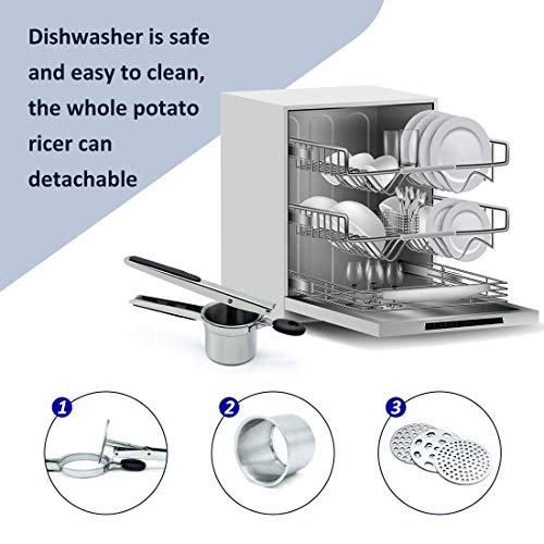 Potato Ricer,Ricer For Mashed Potatoes,Spaetzle Maker With 3 Interchangeable Discs, Potato Ricer Stainless Steel Creates Smooth Mashed Potato,Spaetzle Press,Potato Squeezer,Passatelli Maker