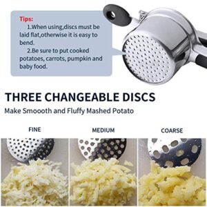 Potato Ricer,Ricer For Mashed Potatoes,Spaetzle Maker With 3 Interchangeable Discs, Potato Ricer Stainless Steel Creates Smooth Mashed Potato,Spaetzle Press,Potato Squeezer,Passatelli Maker