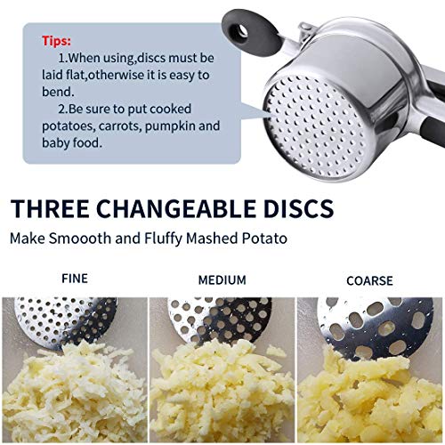 Potato Ricer,Ricer For Mashed Potatoes,Spaetzle Maker With 3 Interchangeable Discs, Potato Ricer Stainless Steel Creates Smooth Mashed Potato,Spaetzle Press,Potato Squeezer,Passatelli Maker