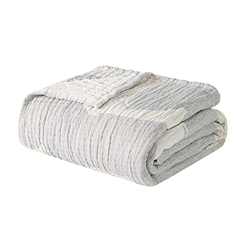 amorchoice Muslin Throw Blanket - Soft and Lightweight All-Season Cotton Gauze Throw Blanket for Warm Cozy Comfort, Perfect for Adults (Grey, 60×80)