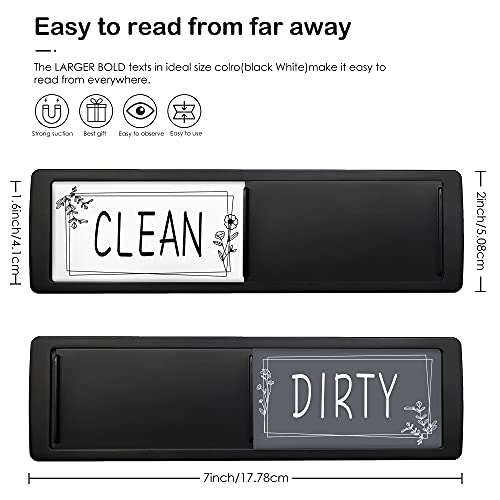 Coomazy Dishwasher Magnet Clean Dirty Sign, Universal Kitchen Refrigerator Magnets with 2 Double-Sided Stickers, Strong Magnets, Non-Scratch Easy to Read Flower Pattern Clean Dirty Sign