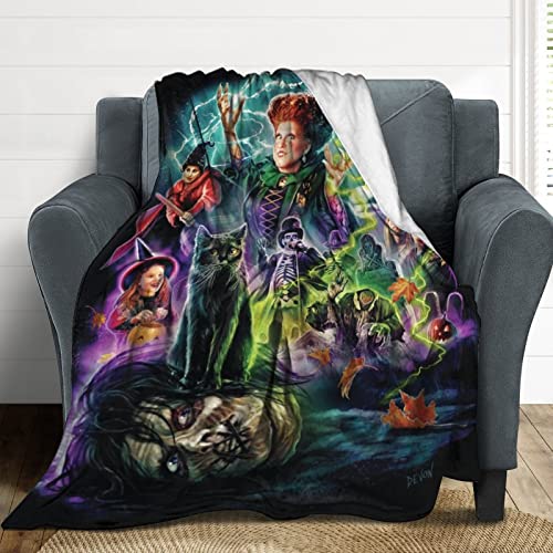 Hocus Pocus Flannel Blanket,Throw Blankets Witch Fleece Blankets Ultra-Soft Suitable for Couch Sofa Bed Home Decorations All Seasons Gifts for Women ＆ Men 60X50 inch (HP 1, 60"X50")