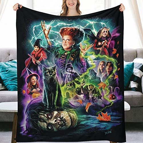 Hocus Pocus Flannel Blanket,Throw Blankets Witch Fleece Blankets Ultra-Soft Suitable for Couch Sofa Bed Home Decorations All Seasons Gifts for Women ＆ Men 60X50 inch (HP 1, 60"X50")