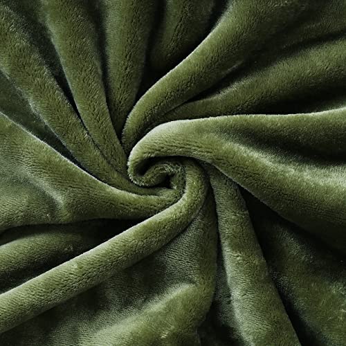 Lutoris Flannel Oversized King Blankets 220gsm 120"x120", Giant Huge 10'x10' Cozy Big Throw Blanket Fits The Whole Family, Extra Large Soft Fleece Blankets for Bed Sofa Couch Travel, Army Green