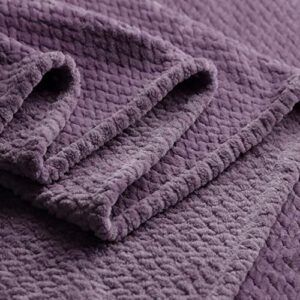 Kingole Flannel Fleece Luxury Throw Blanket, Lavender Purple Travel/Throw Size Jacquard Weave Pattern Cozy Couch/Bed Super Soft and Warm Plush Microfiber 350GSM (50 x 60 inches)