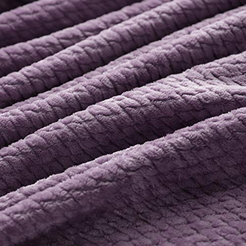 Kingole Flannel Fleece Luxury Throw Blanket, Lavender Purple Travel/Throw Size Jacquard Weave Pattern Cozy Couch/Bed Super Soft and Warm Plush Microfiber 350GSM (50 x 60 inches)