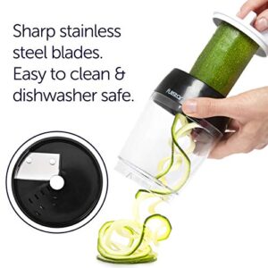 Fullstar Vegetable Spiralizer Vegetable Slicer - 4 in 1 Zucchini Spaghetti Maker Zoodle Maker Veggie Spiralizer Adjustable Handheld Spiralizer Zucchini Noodle Maker Zucchini Spiralizer with Container