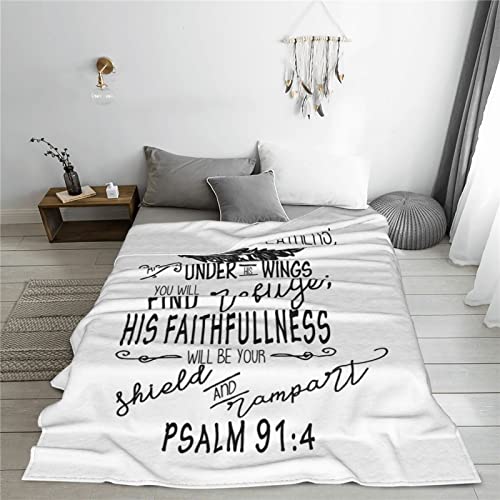 Bible Psalm 91 4 Christian Full Fleece Throw Cloak Wearable Blanket Flannel Fluffy Comforter Quilt Nursery Bedroom Bedding King Size Plush Soft Cozy Air Conditioner Blanket