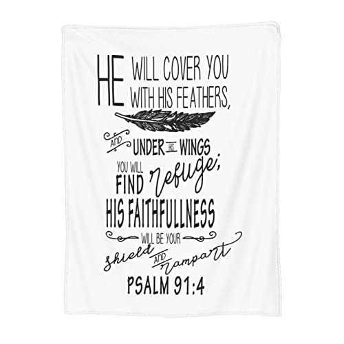 Bible Psalm 91 4 Christian Full Fleece Throw Cloak Wearable Blanket Flannel Fluffy Comforter Quilt Nursery Bedroom Bedding King Size Plush Soft Cozy Air Conditioner Blanket