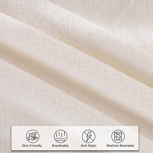 RECYCO Fleece Blanket Twin Size for Couch, Super Soft Twin Blanket for Bed, Lightweight Fuzzy Cozy Warm Cream White Throw Blanket for Couch, Large Oversized Blanket Throw for Sofa, Chair 60"x80"