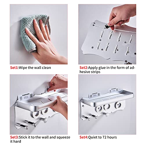 huyear Supersonic Hair Dryer Wall Mount Holder Hair Dryer Bracket for Hair Dryer Accessories Holder Hair Dryer Holder Bathroom Storage Rack Care Tools (Silver)