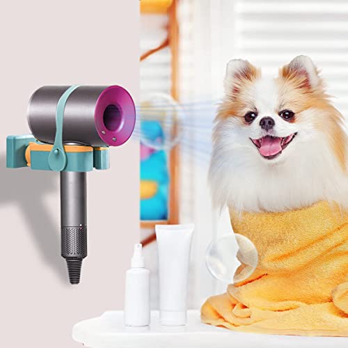 Hair Dryer Holder Wall Mounted, Rotatable Hair Dryer Holder No Drill Blow Dryer Holder Handsfree Adjustable Hair Dryer Stand Hairdryer Holder for Bathroom Wall Cabinet Door Hair Dryer Organizer