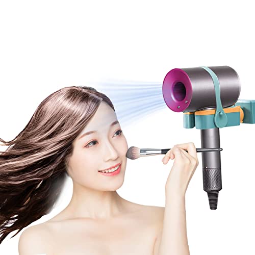 Hair Dryer Holder Wall Mounted, Rotatable Hair Dryer Holder No Drill Blow Dryer Holder Handsfree Adjustable Hair Dryer Stand Hairdryer Holder for Bathroom Wall Cabinet Door Hair Dryer Organizer