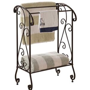 KB Designs - Freestanding Metal Bathroom Towel Rack Stand Organizer, Coffee Brown