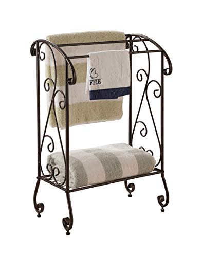 KB Designs - Freestanding Metal Bathroom Towel Rack Stand Organizer, Coffee Brown