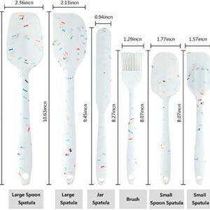 Heat Resistant Silicone Spatulas Set 6pcs, Seamless Design Non-Stick Mixing Spatulas with Stainless Steel Core, Premium BPA-Free Rubber Spatula Baking Cooking Utensile for Home Kitchen BBQ (white)