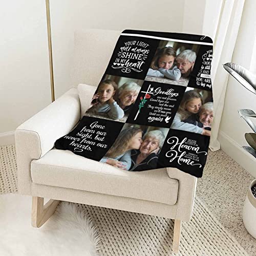 Artsadd Custom Memory Blanket for Loved Ones Lost with Picture, Forever in My Heart Memorial Blanket and Throws Personalized for Loss of Mother Father Dog Sympathy Bereavement Gifts 50x60