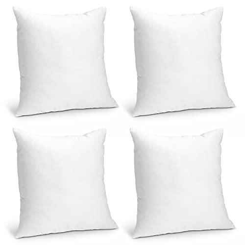 Foamily Throw Pillows Insert - (Pack of 4) Pillow 20" x 20" Inches for Bed and Couch - 100% Machine Washable Cotton Pillow - Indoor Decorative Throw Pillows for Couch & Bed