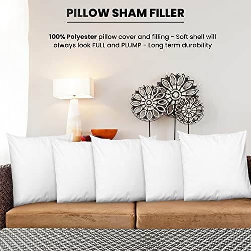 Foamily Throw Pillows Insert - (Pack of 4) Pillow 20" x 20" Inches for Bed and Couch - 100% Machine Washable Cotton Pillow - Indoor Decorative Throw Pillows for Couch & Bed