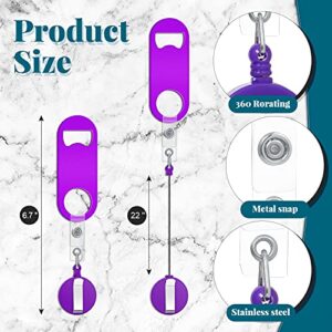 8 Pieces Flat Bottle Opener Retractable Beer Opener Bartender Beer Bottle Opener Mini Bottle Opener and 8 Pieces Round Badge Reel Badge Clips Holder for Kitchen Restaurant Home Anniversaries Supplies